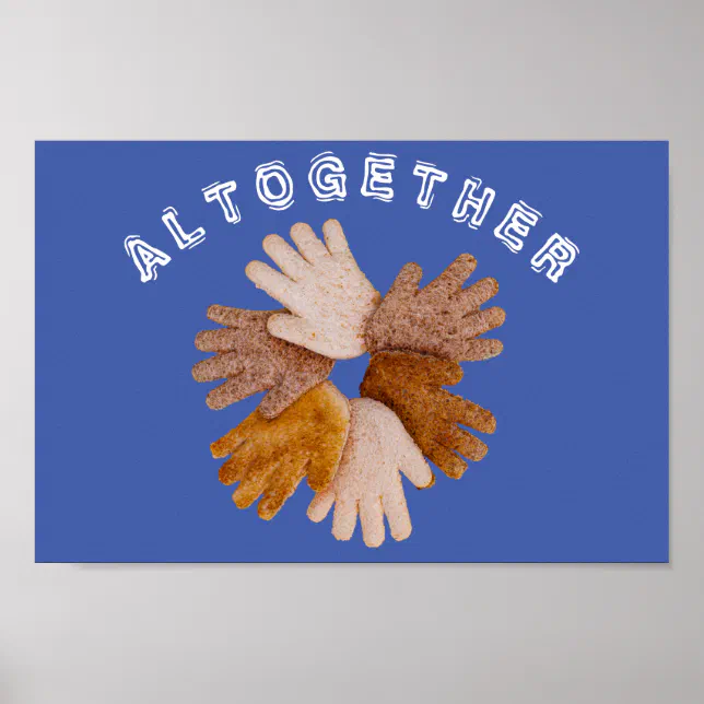 Multicultural hands circle concept made from toast poster | Zazzle