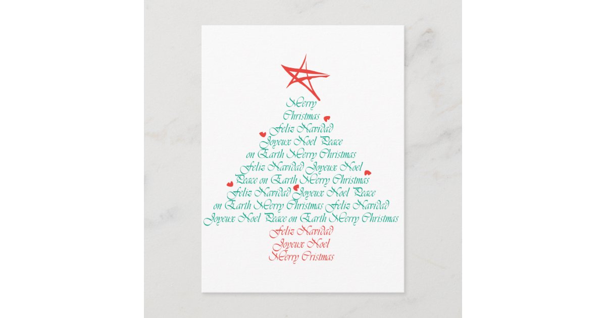 Multilingual Merry Christmas! Holiday Postcard | Zazzle