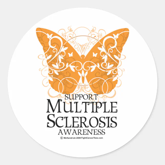 Multiple Sclerosis Butterfly Classic Round Sticker | Zazzle