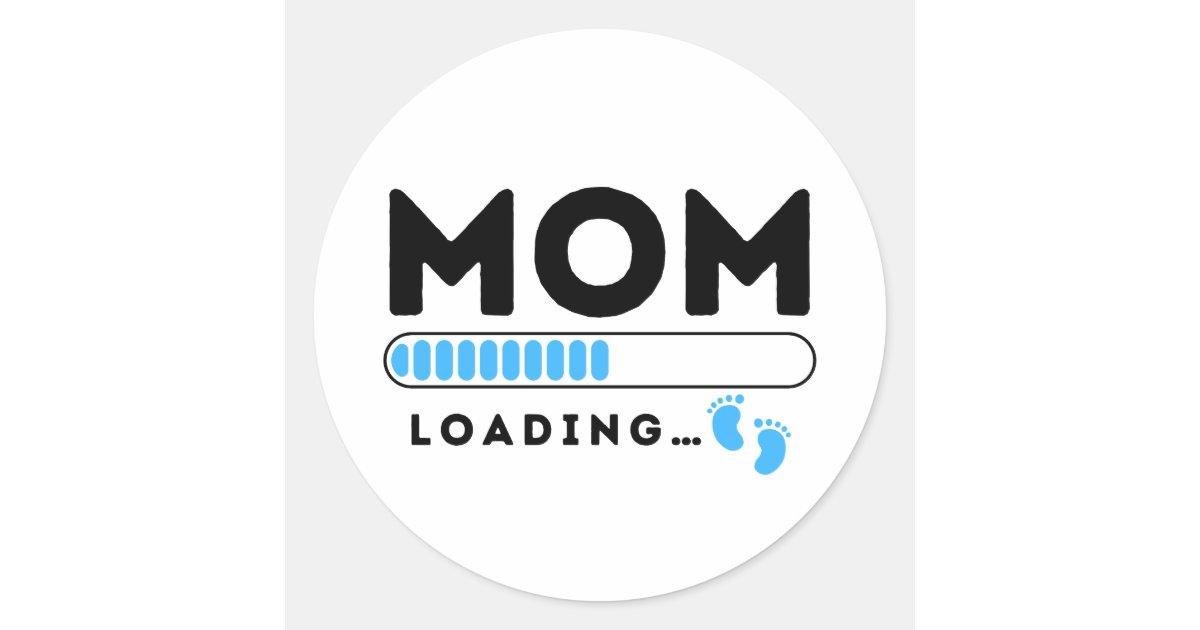 Mum Loading Baby Boy Blue Soon to be Mummy Classic Round Sticker | Zazzle