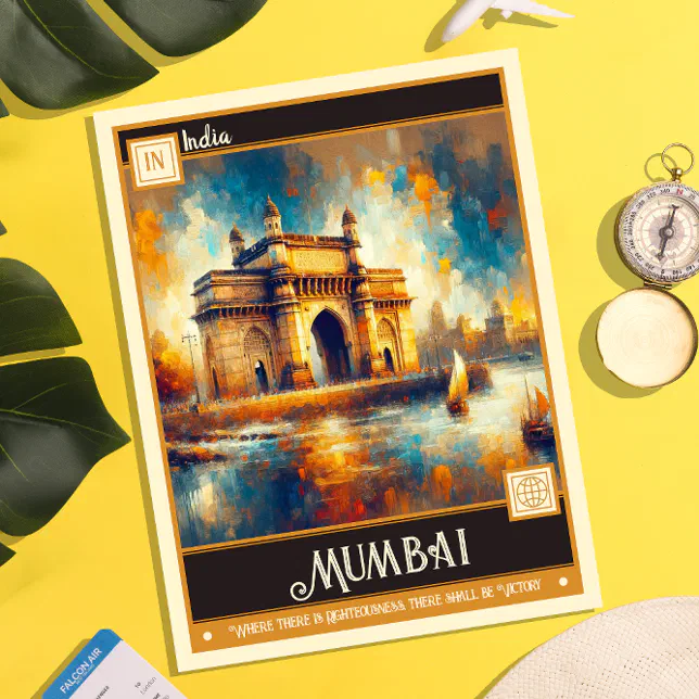 Mumbai, India | Vintage Painting Postcard | Zazzle