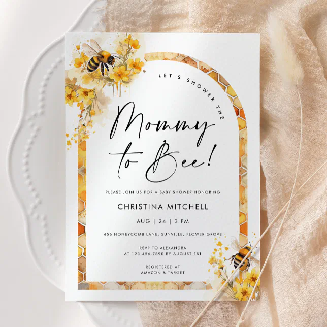 Mummy to Bee Honey Wildflower Baby Shower Invitation | Zazzle