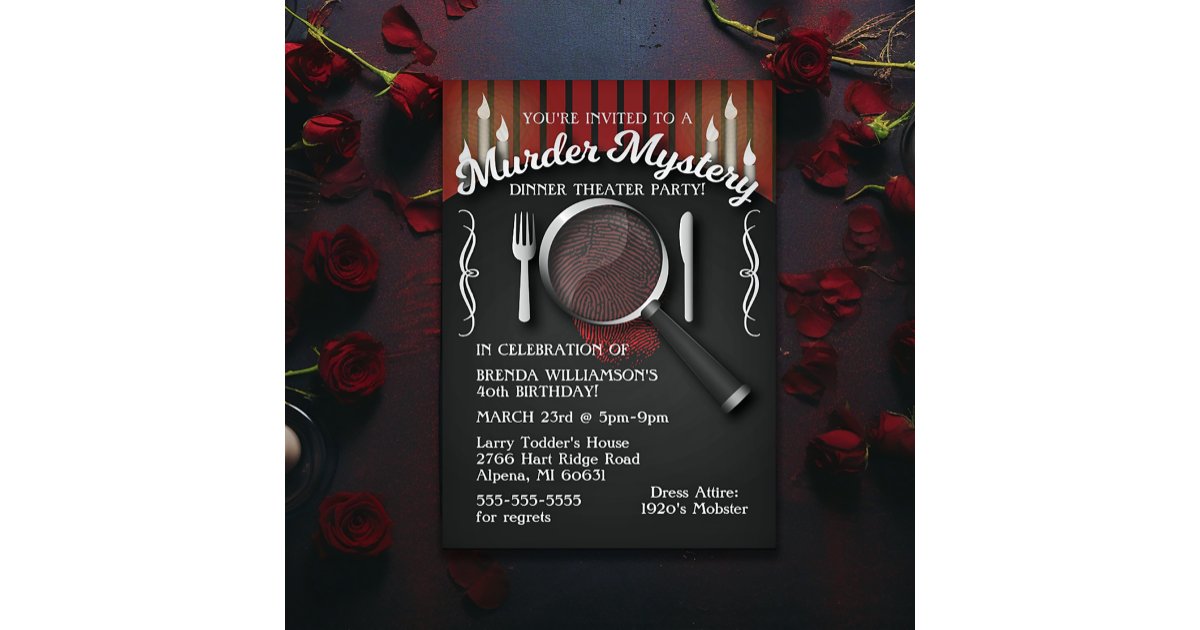 Murder Mystery Dinner Theatre Party Invitation | Zazzle