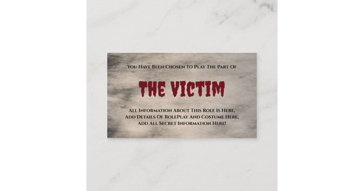 Murder Mystery Party Victim Enclosure Card | Zazzle