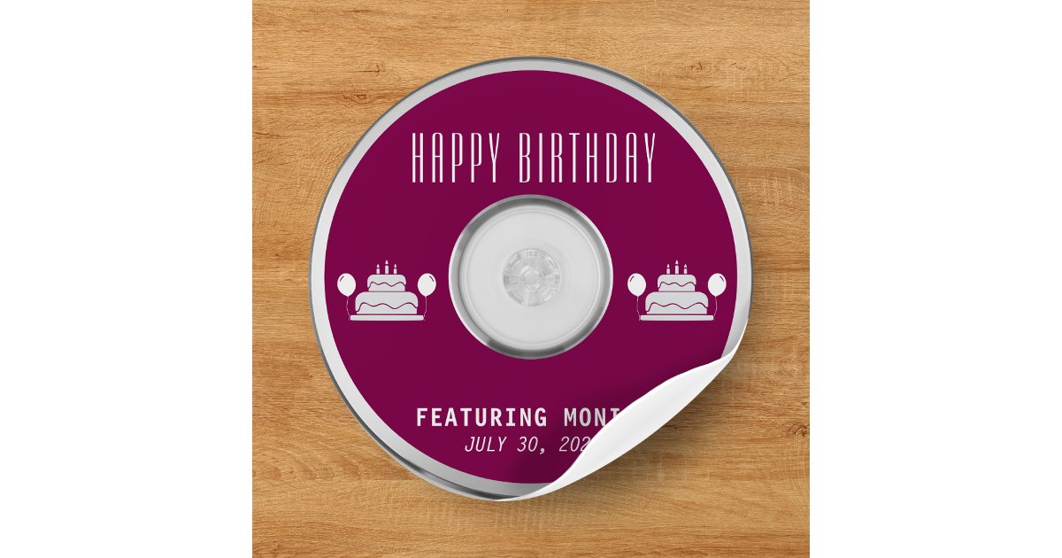 Music CD Happy Birthday Party Classic Round Sticker | Zazzle