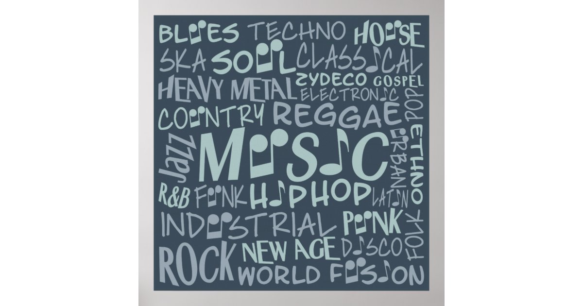 Music Genres Word Collage poster | Zazzle