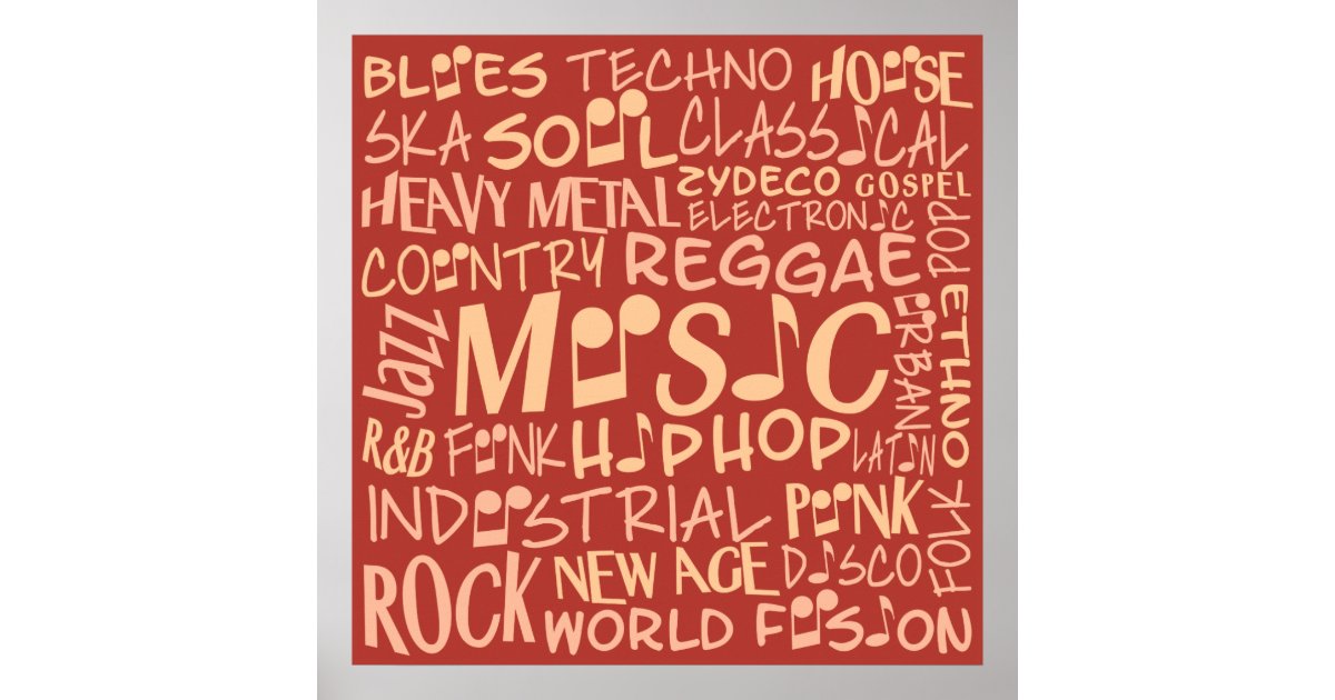 Music Genres Word Collage poster | Zazzle