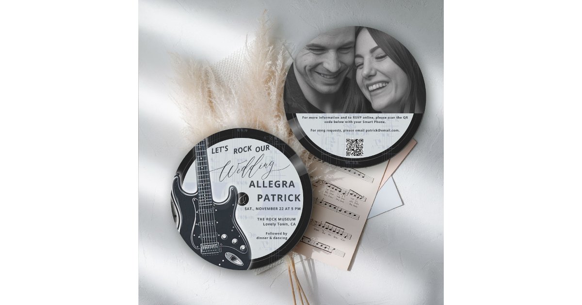 Music Lover All One Photo QR Rock Our Wedding Invitation | Zazzle