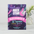 Music Party Like A Rock Star Girl Birthday Invitation | Zazzle