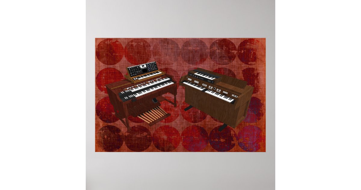 Music Poster: Vintage Keyboards: 3D Model: Poster | Zazzle