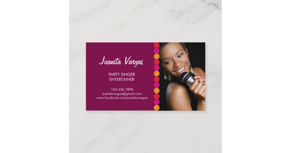 Music Wedding Singer Photo Business Card | Zazzle