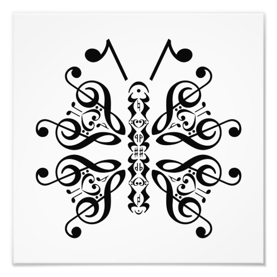 Musical Butterfly Music Note Scroll Design Photo Print | Zazzle.co.uk