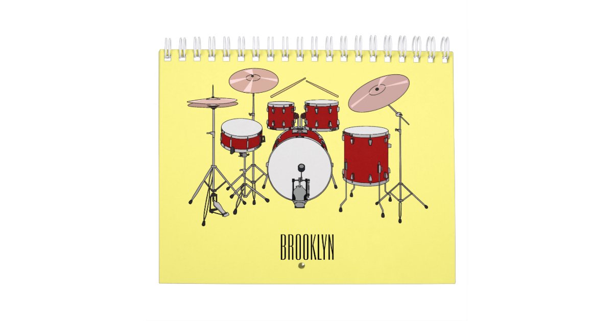 Musical instrument cartoon illustration calendar | Zazzle