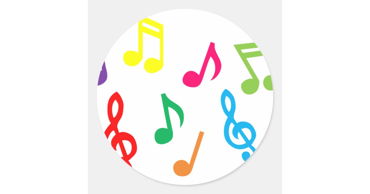Musical notes classic round sticker | Zazzle