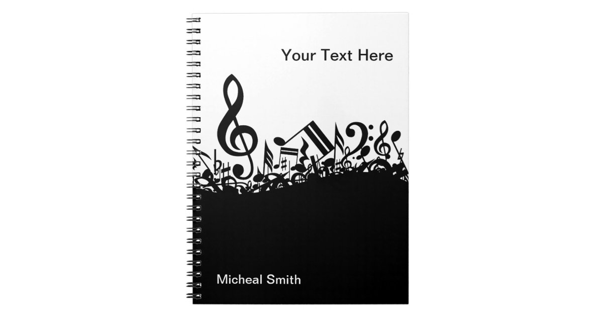 Musical Notes Notebook with Custom Name | Zazzle