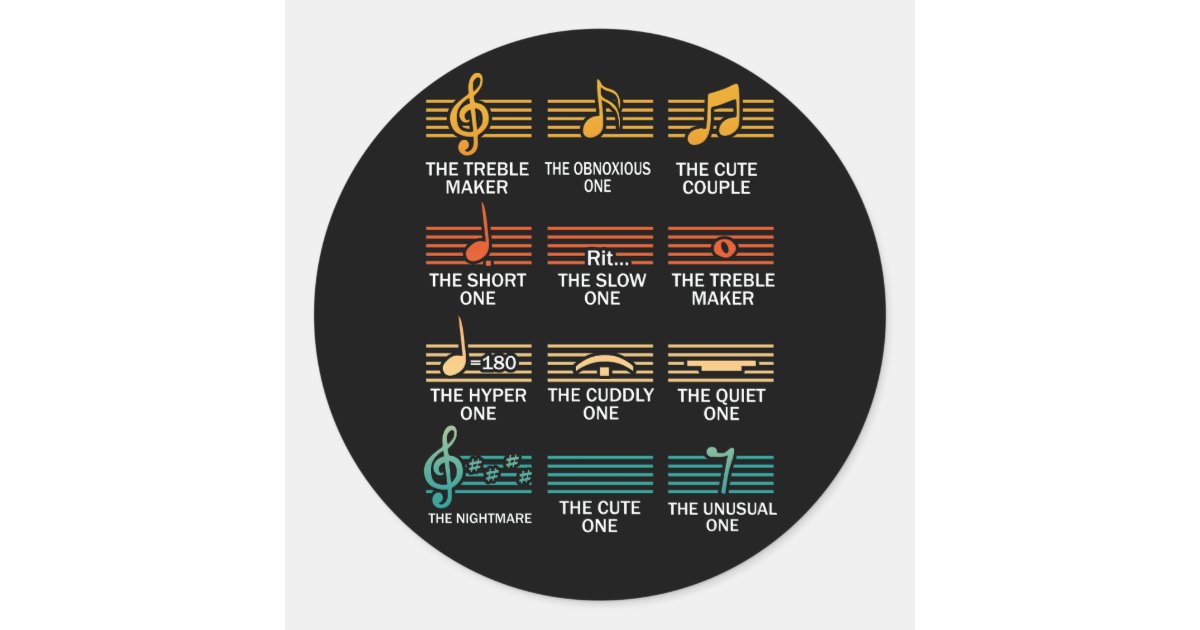 Musical Notes Symbol Definition Humour Funny Chris Classic Round ...