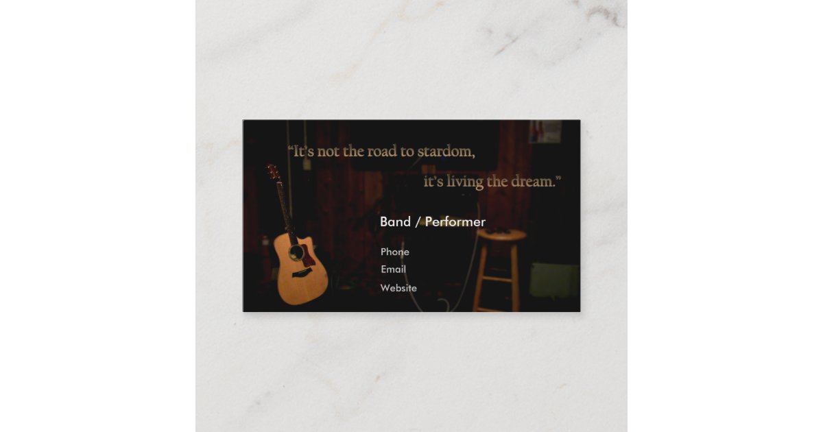 Musician/Band Business Cards! Guitar on stage. Business Card | Zazzle