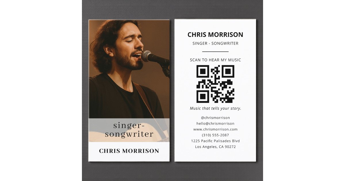 Musician QR Code Photo Singer Songwriter Business Card | Zazzle