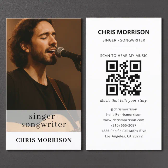 Musician QR Code Photo Singer Songwriter Business Card | Zazzle