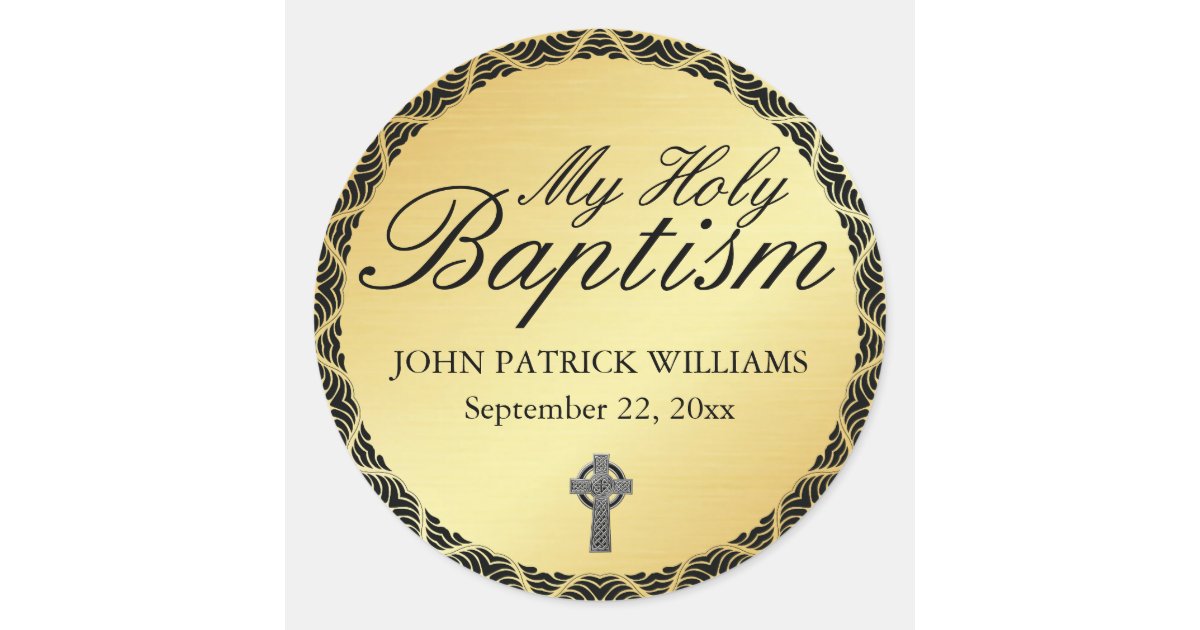 My Holy Baptism Gold Envelope Seal with Cross | Zazzle
