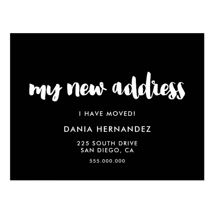 My new address Moving announcement black Postcard | Zazzle.co.uk