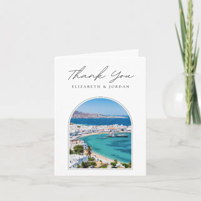 Mykonos Greece Photo Blank Thank You Card | Zazzle