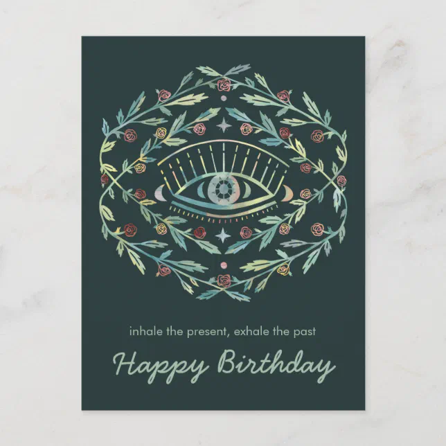 Mystical Eye Roses Inspirational Happy Birthday Postcard | Zazzle