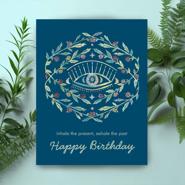 Mystical Eye Roses Inspirational Happy Birthday Postcard | Zazzle