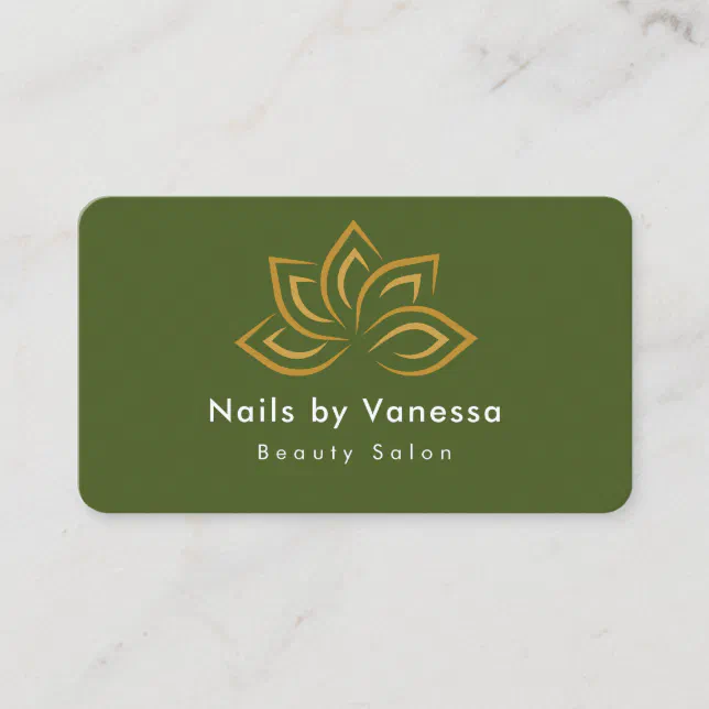 Nail Beauty Salon Qr Code Moss Green Business Card | Zazzle