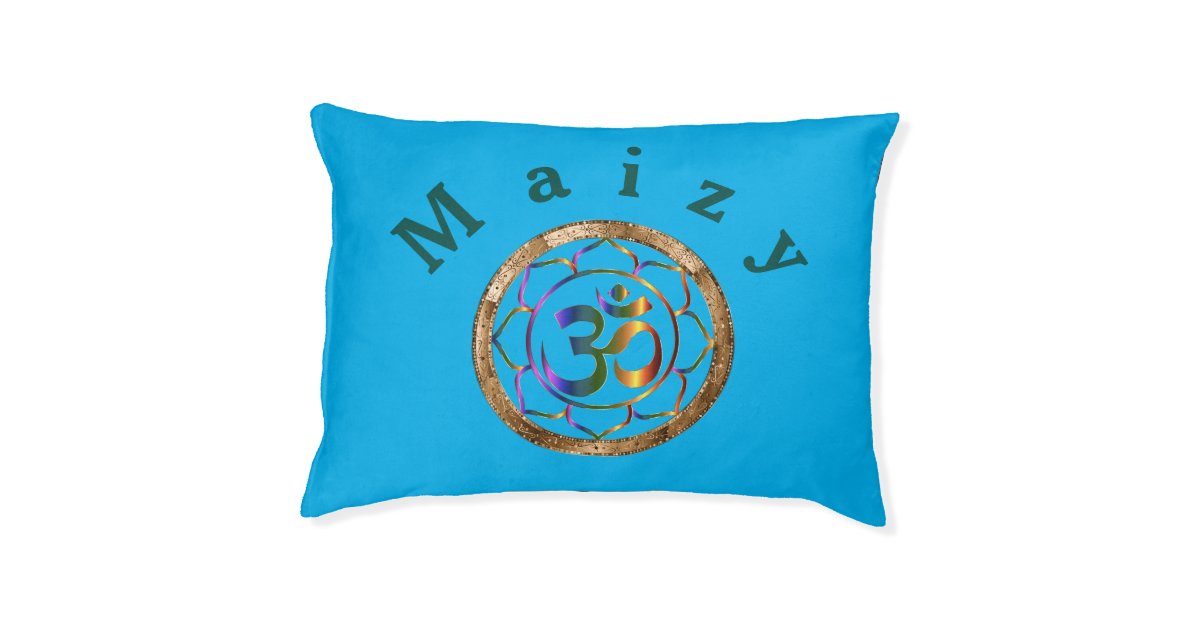 Namaste Aum (Om) & Lotus with Gold Bronze Border Pet Bed | Zazzle
