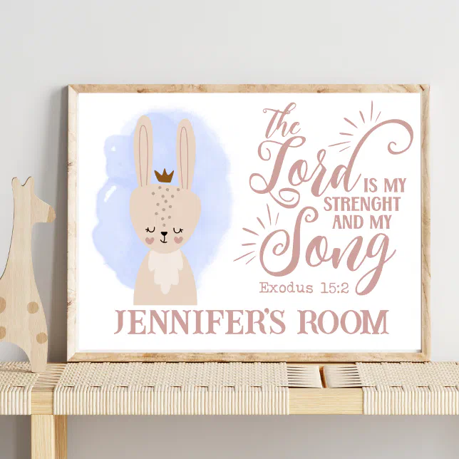 Name Christian Cute Bunny Rabbit Bible Quote Poster | Zazzle