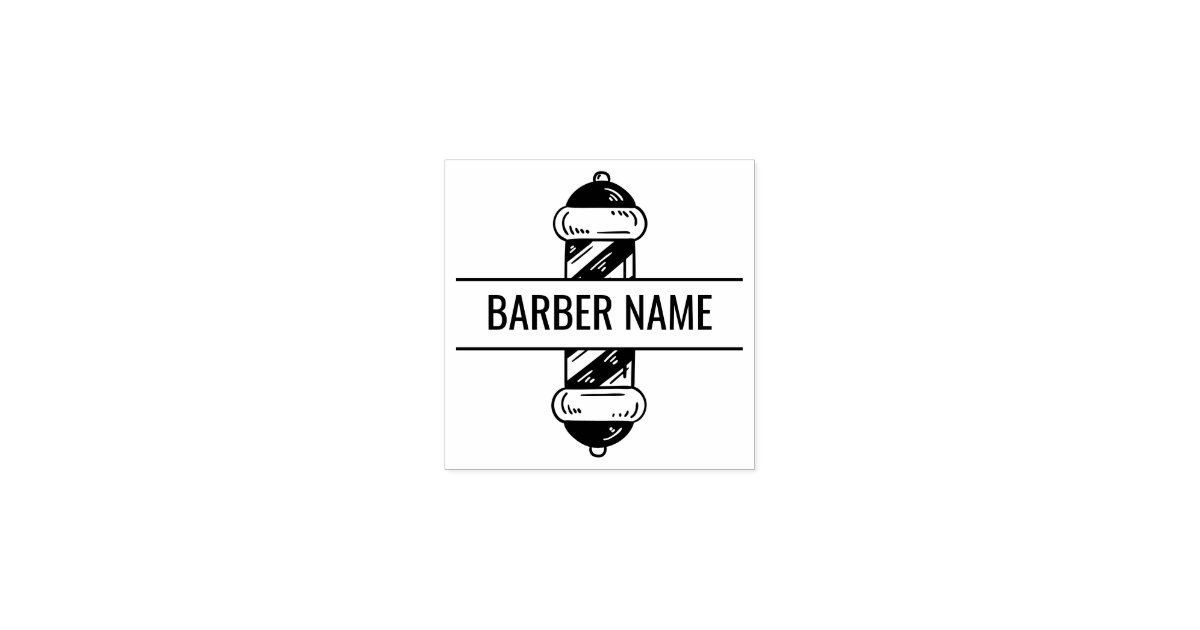 Name in the Middle of Barber Pole Rubber Stamp | Zazzle
