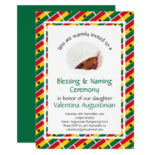 NAMING BLESSING CEREMONY | Ghana Flag | Photo Invitation | Zazzle.co.uk