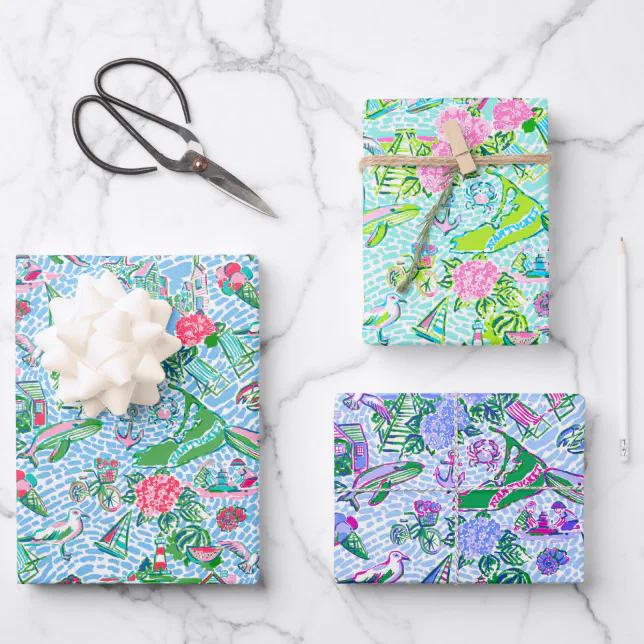 Nantucket Preppy Palm Beach Pattern Print Wrapping Paper Sheet | Zazzle