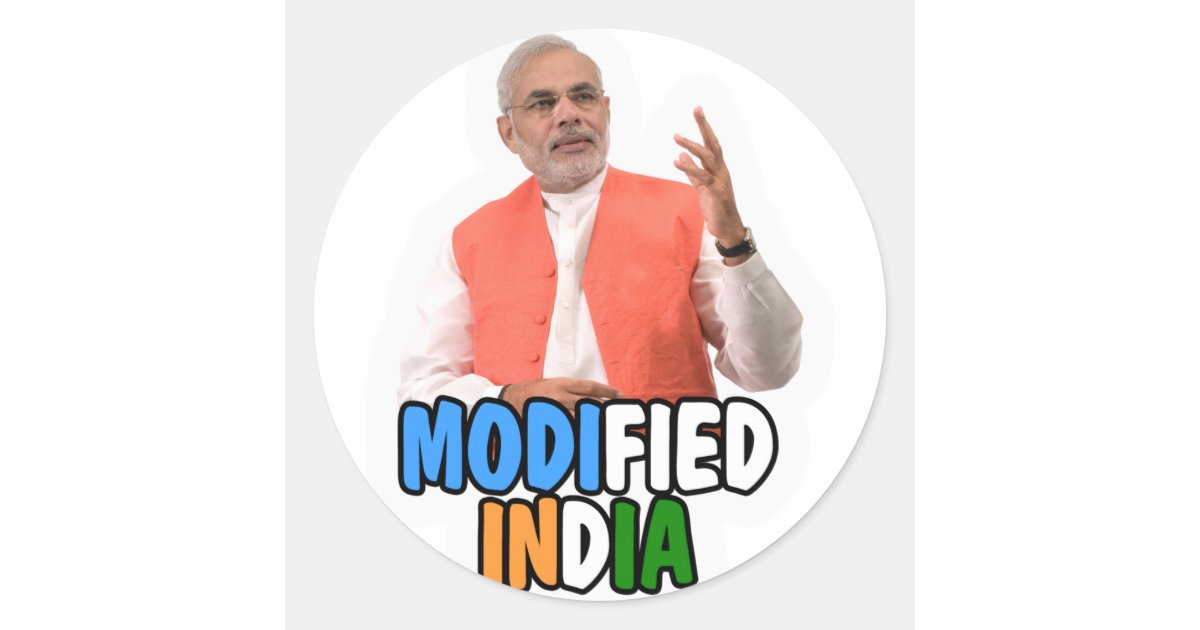 Narendra Modi Collection Classic Round Sticker | Zazzle