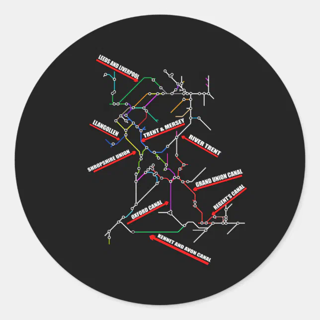 Narrowboat Canal Boat Map Classic Round Sticker | Zazzle