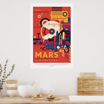 NASA - Retro Mars Tour Travel Poster | Zazzle