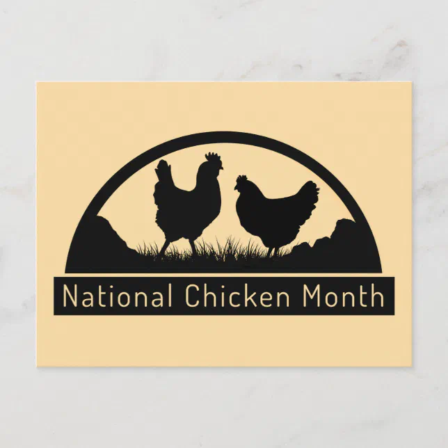National Chicken Month, rooster and hen Postcard | Zazzle