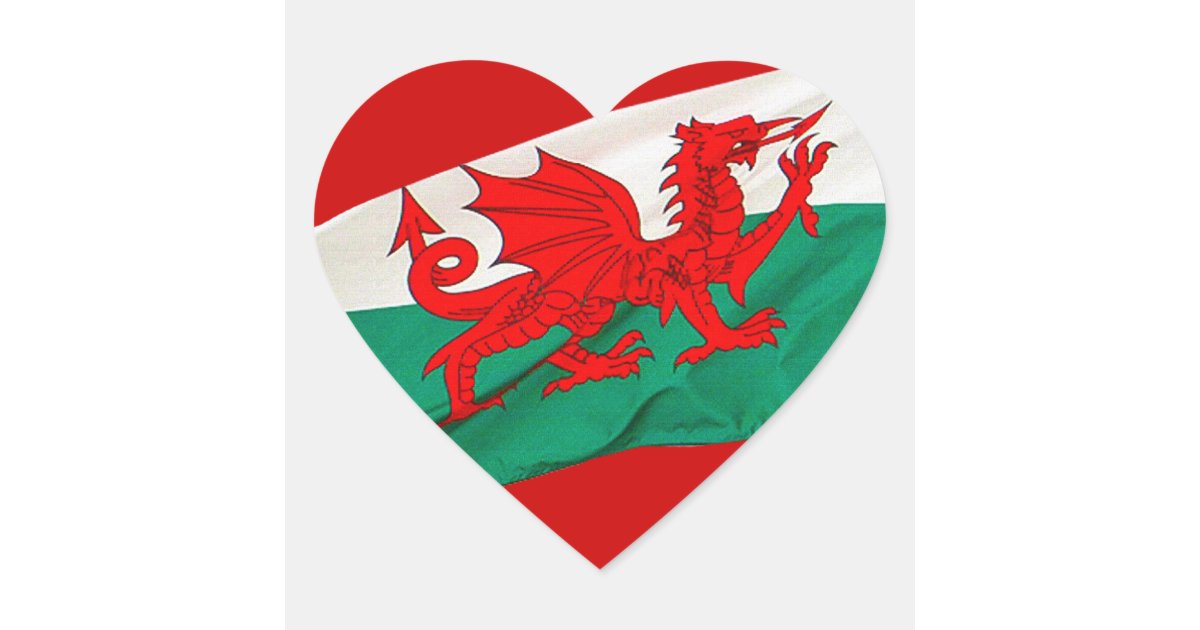 National Flag of Wales, The Red Dragon Patriotic Heart Sticker | Zazzle