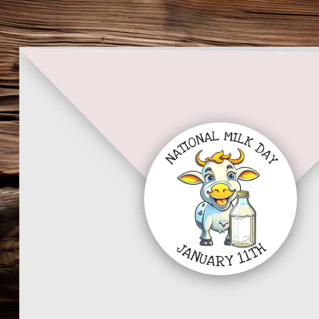 National Milk Day January 11th Classic Round Sticker | Zazzle