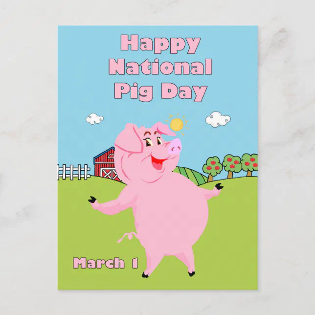 National Pig Day March 1st Postcard | Zazzle