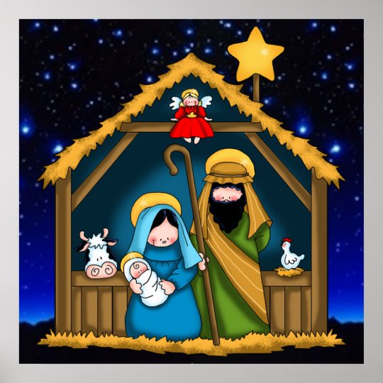 nativity stable scene poster | Zazzle.co.uk