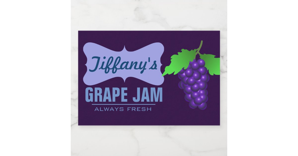 Natural Organic | Grape Jam | Handmade Grape Jelly Food Label | Zazzle
