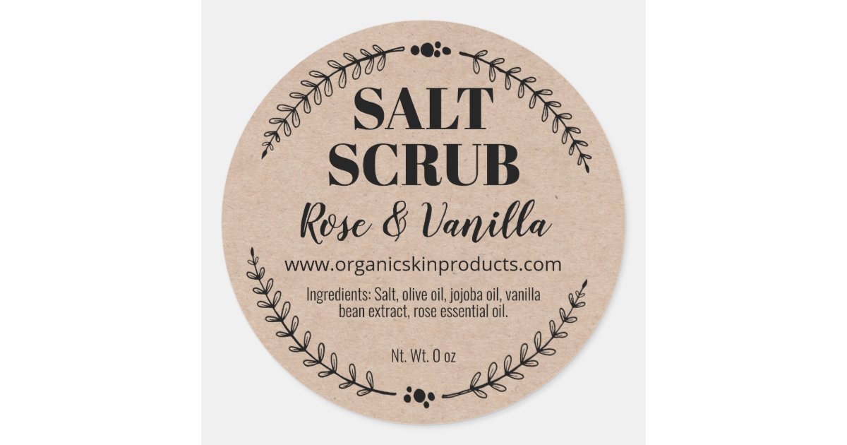 Natural Organic Salt Scrub Labels | Zazzle