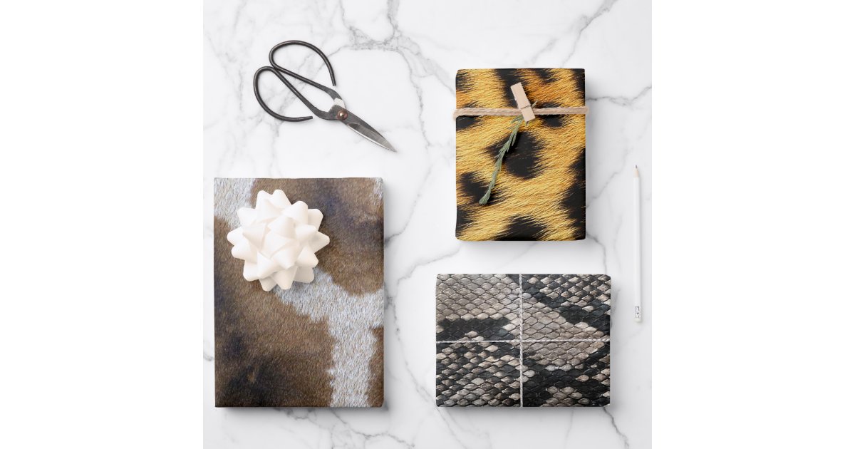 Nature Animals Giraffe Python Snake Leopard Skins Wrapping Paper Sheet ...