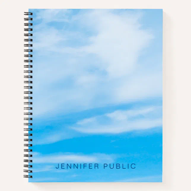 Nature Blue Sky White Clouds Modern Custom Notebook | Zazzle