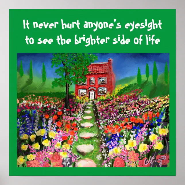 Nature Cottage W/ Beautiful Cool Gardens Template Poster | Zazzle