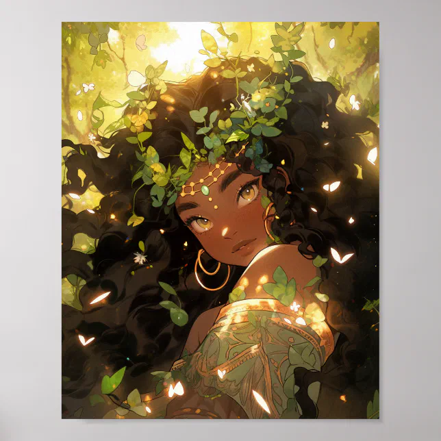 Nature Goddess African American Fantasy Art Poster | Zazzle