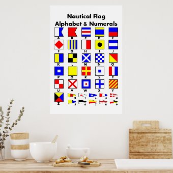 Nautical Flag Alphabet & Numerals Poster | Zazzle