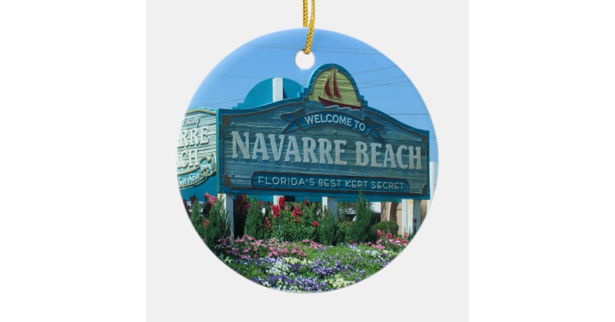 Navarre Beach Florida welcome sign Ceramic Tree Decoration | Zazzle